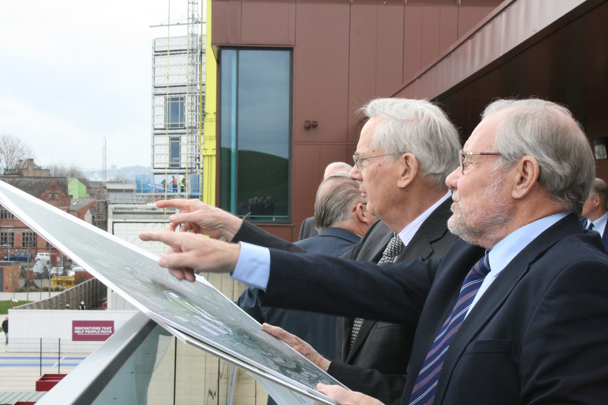 Richard Caborn and HRH the Duke of Gloucester look over the Park ...